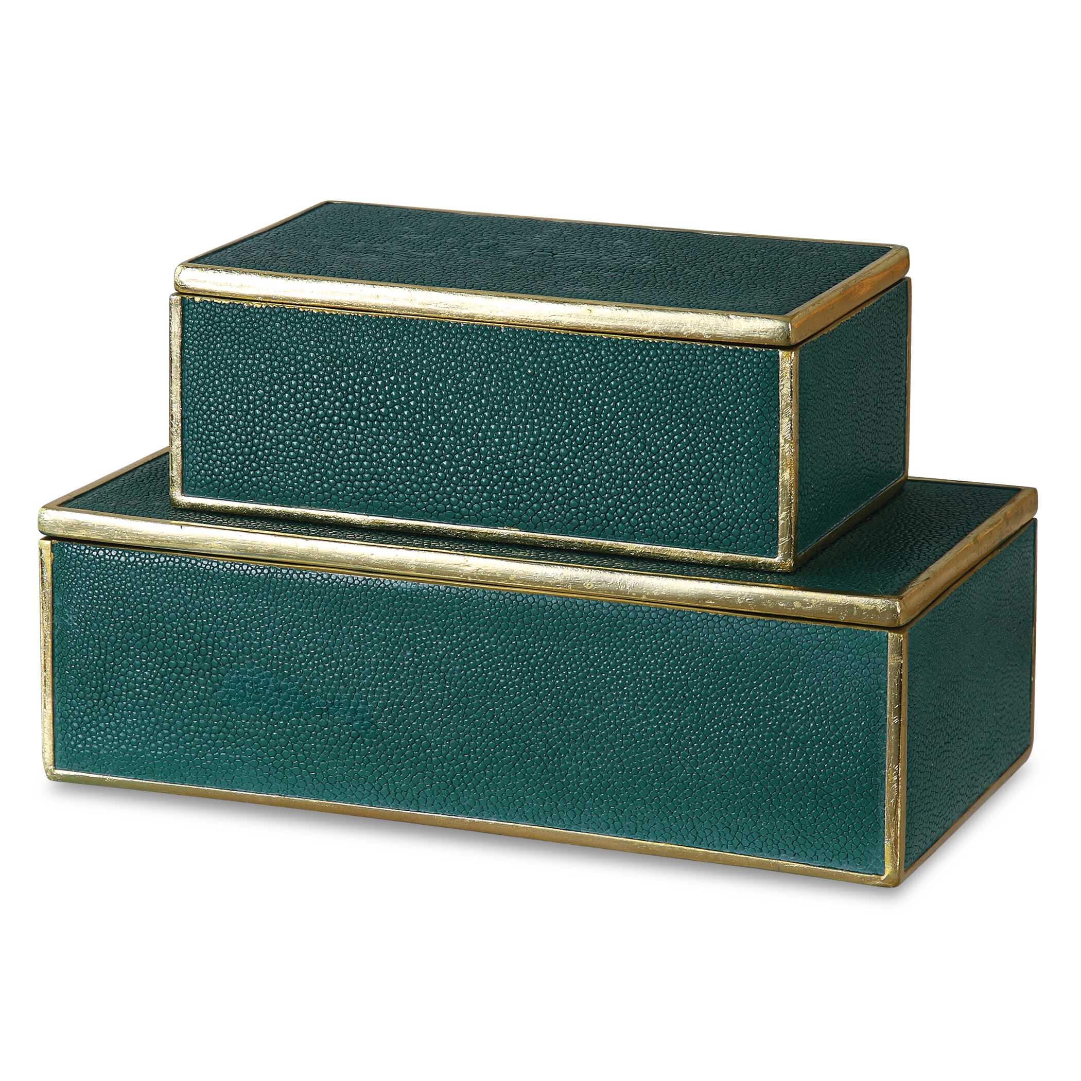 Karis Emerald Green Boxes Set/2 – Model Home Accents