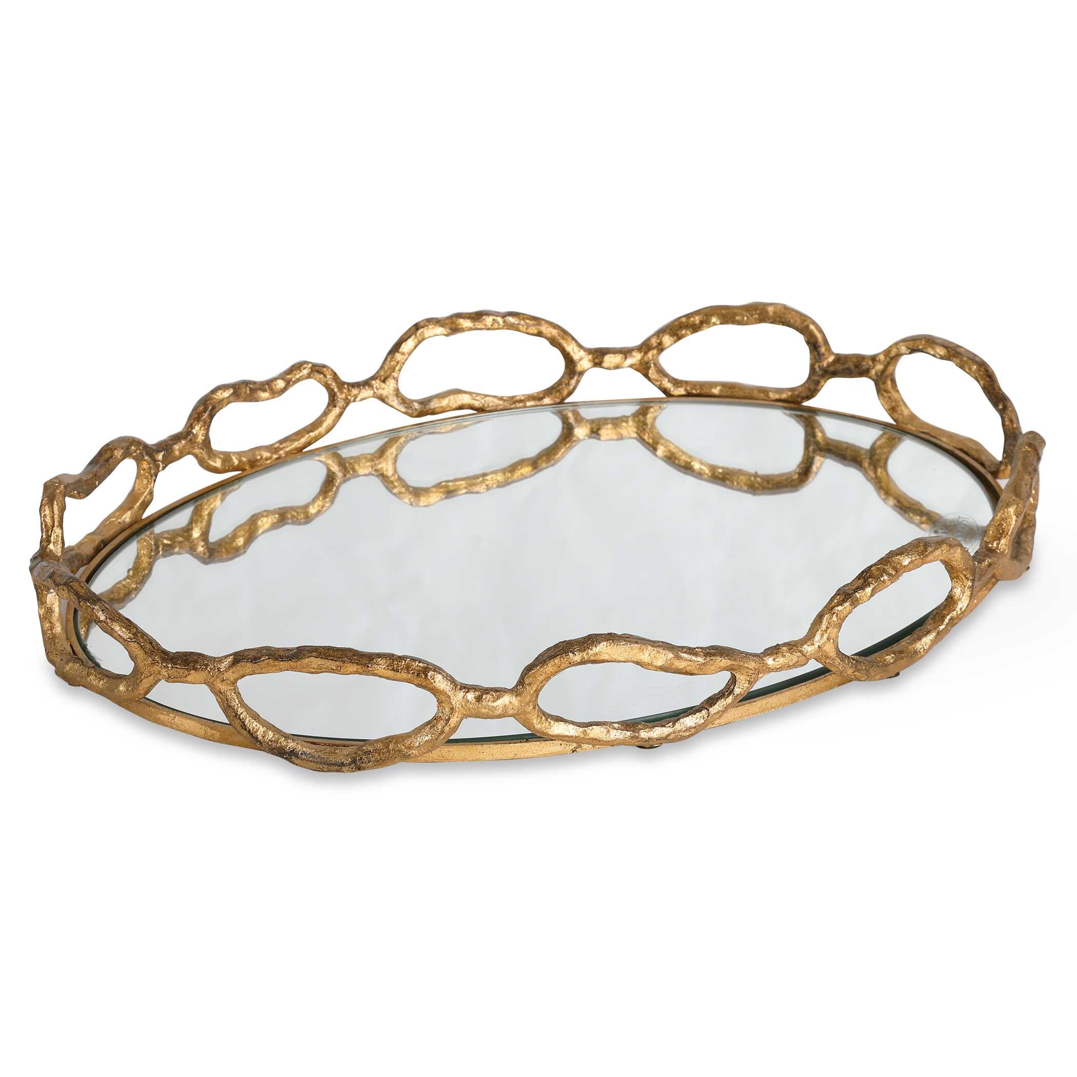 Cable Chain Mirrored Tray – Model Home Accents